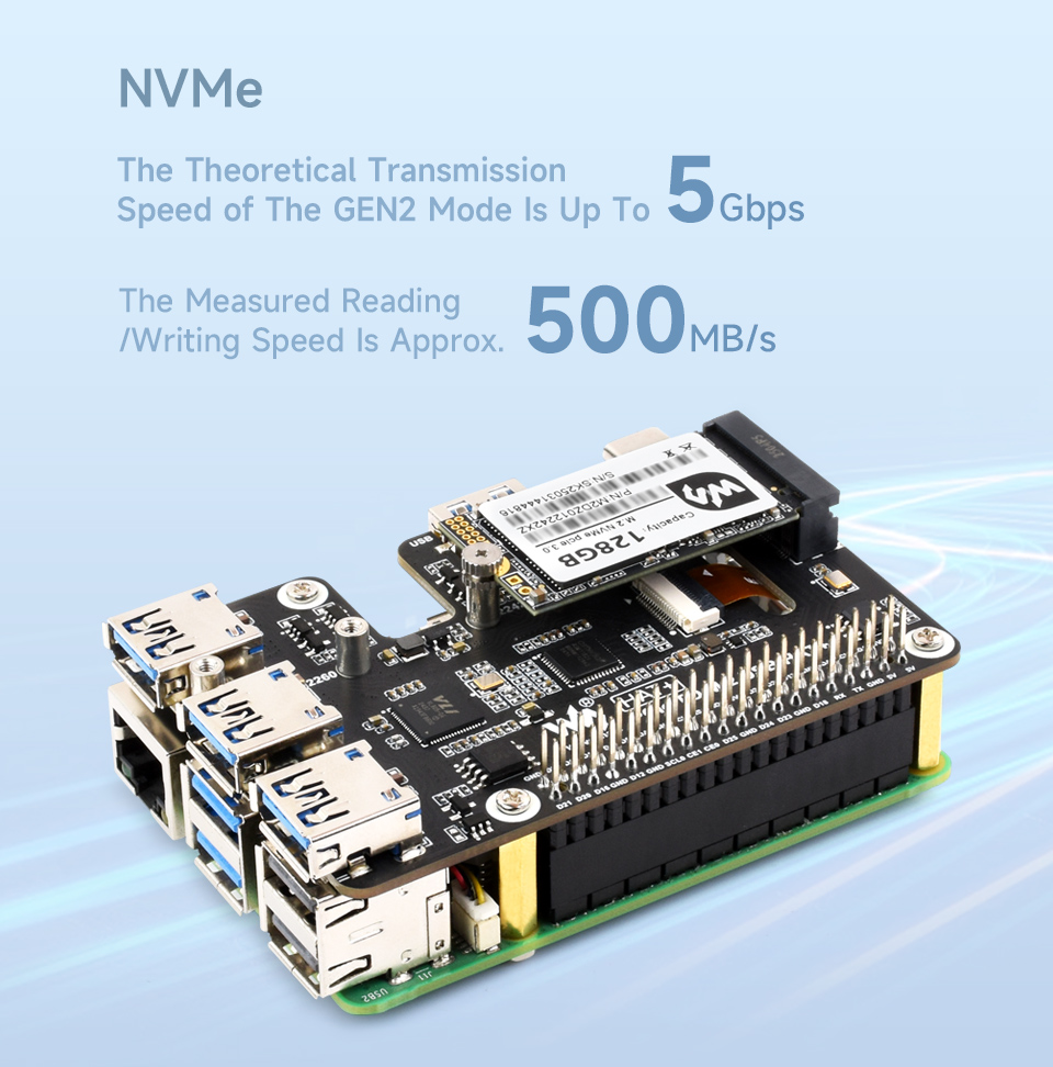 Raspberry Pi 5 Buy Waveshare PCIe To M.2 Adapter For , Supports NVMe Pi ...