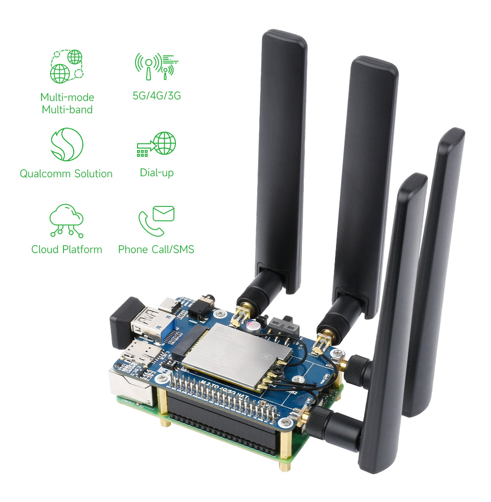 SIM8202G M2 5G HAT For Raspberry Pi Quad Antennas 5G NSA Multi Band SIM8202G M2 5G HAT For Raspberry Pi Quad Antennas 5G NSA Multi Band