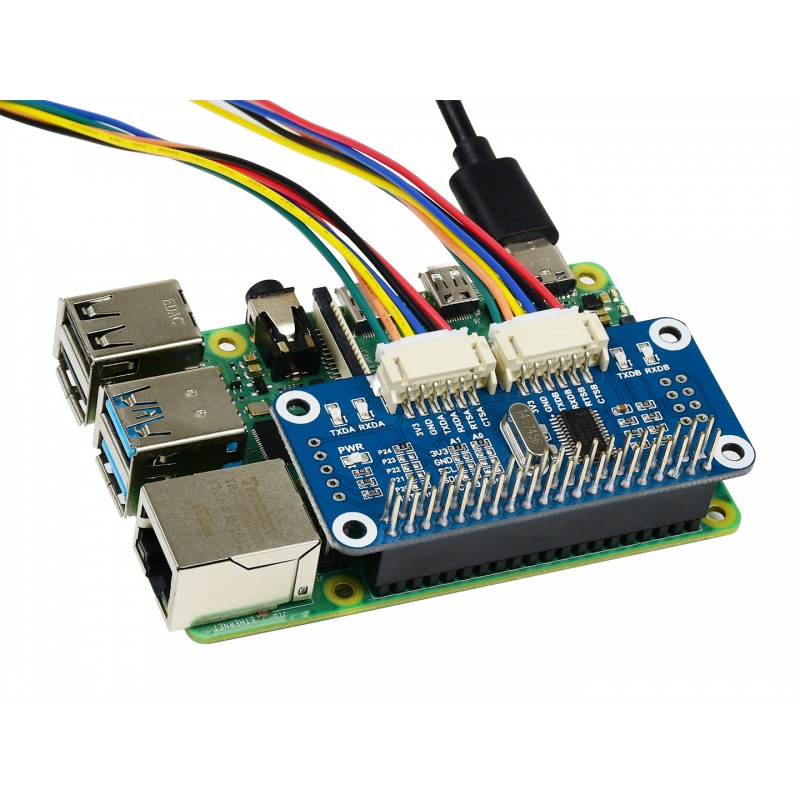 Serial Expansion HAT for Raspberry Pi, I2C Interface, 2-ch UART, 8 GPIOs Serial Expansion HAT for Raspberry Pi, I2C Interface, 2-ch UART, 8 GPIOs